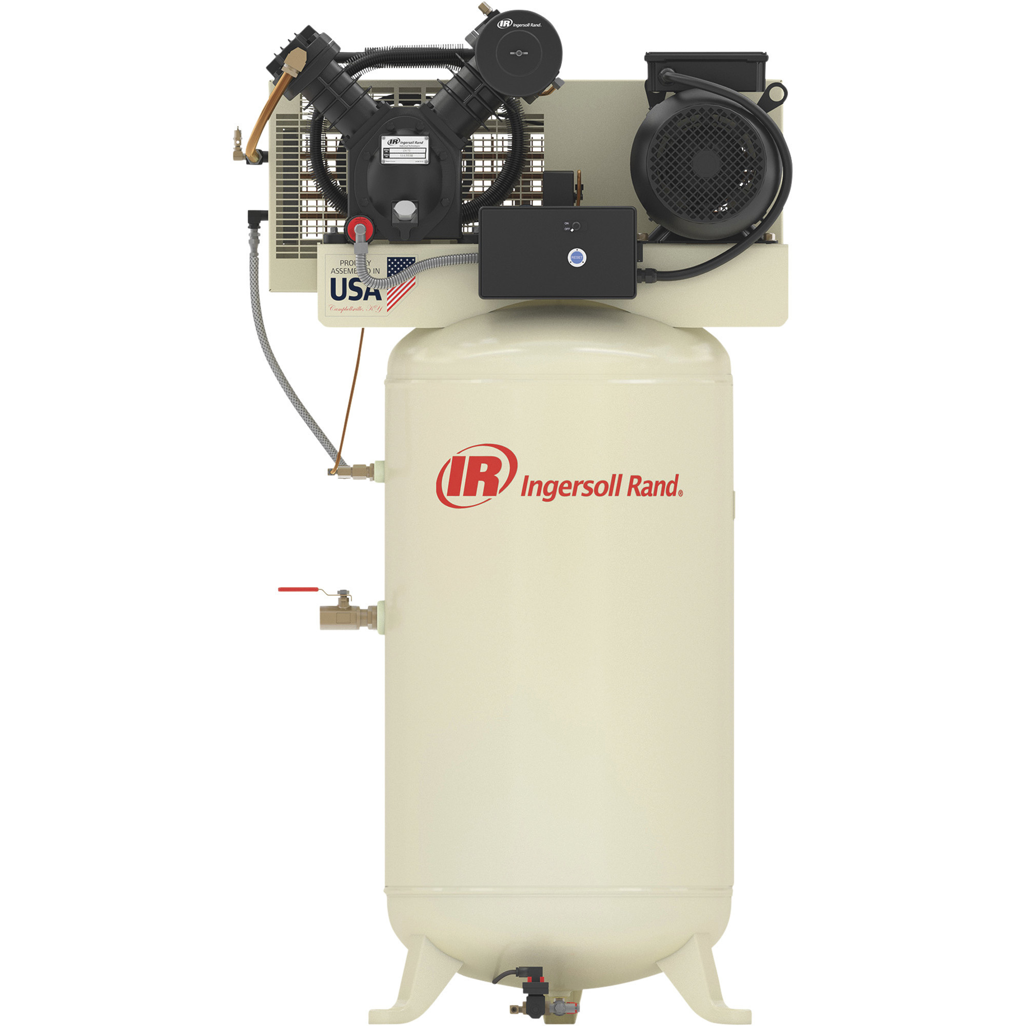Ingersoll Rand Type-30 Reciprocating Air Compressor (Premium Package), 7.5 HP, 230 Volt, 1 Phase ...